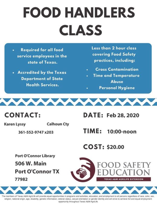 Food Handlers Class - Port O'Connor Chamber of Commerce